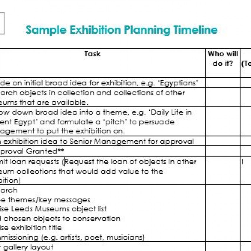 Sample Exhibition Planning Timeline MyLearning